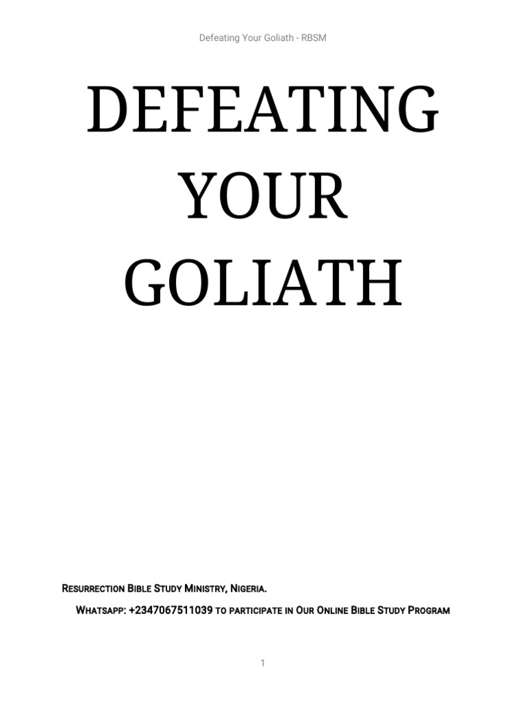 Defeating Your Goliath: Defeat I Ngyourgol I at H-RBSM | PDF