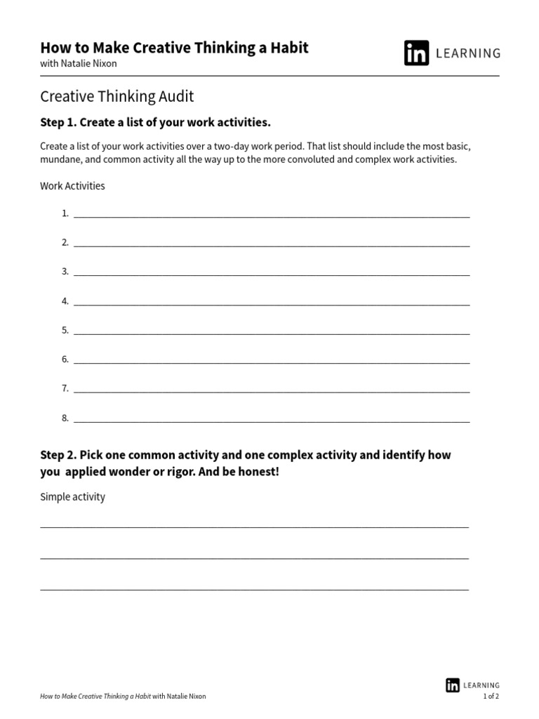 01 - 02 Creative Thinking Audit | PDF | Chess Theory | Chess