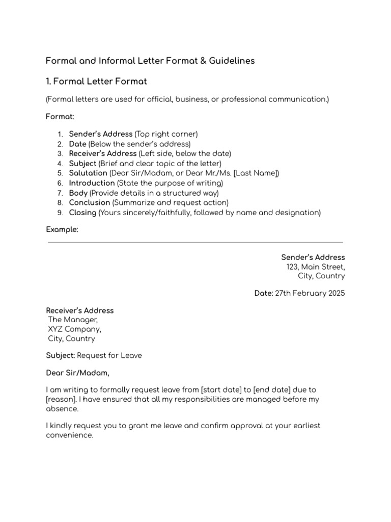 Formal and Informal Letter Format & Guidelines | PDF | Madam | Chess Theory