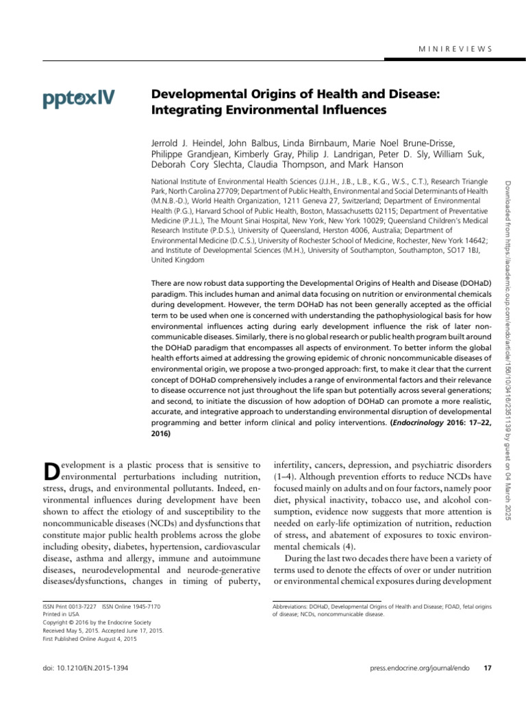 Concepto DOHaD - 2 | PDF | Stress (Biology) | Non Communicable Disease