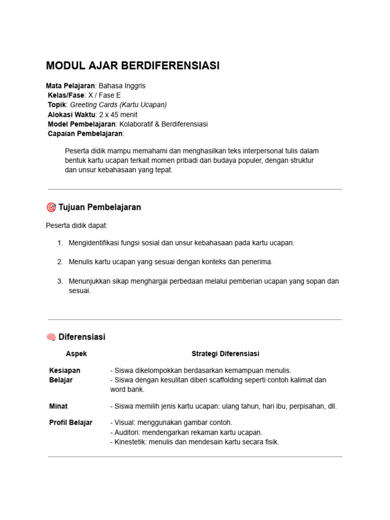 Modul Ajar Berdiferensiasi | PDF