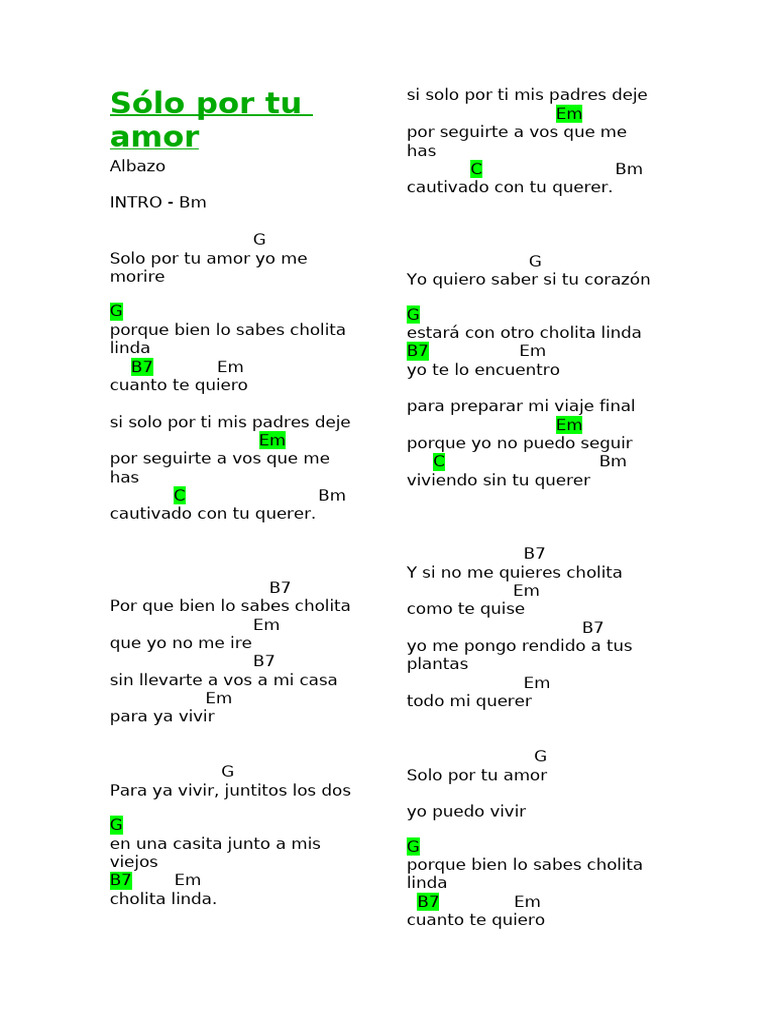 Solo por tu amor: Letra y significado | PDF