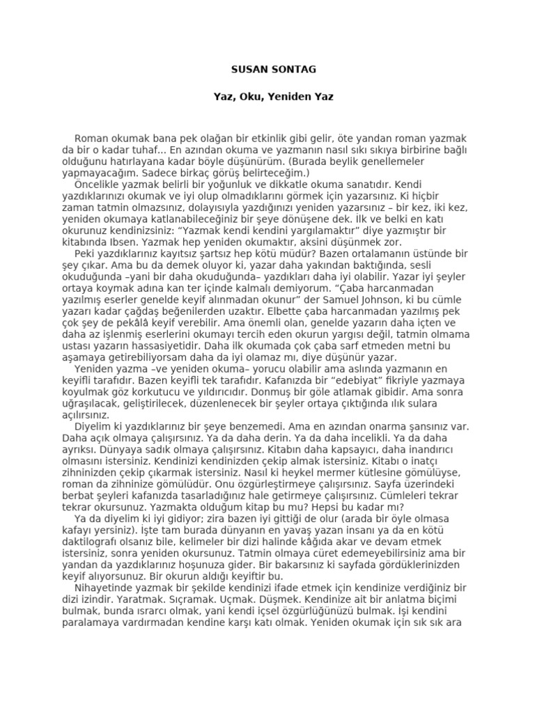 15 SusanSontag-YazOkuYeniden Yaz | PDF