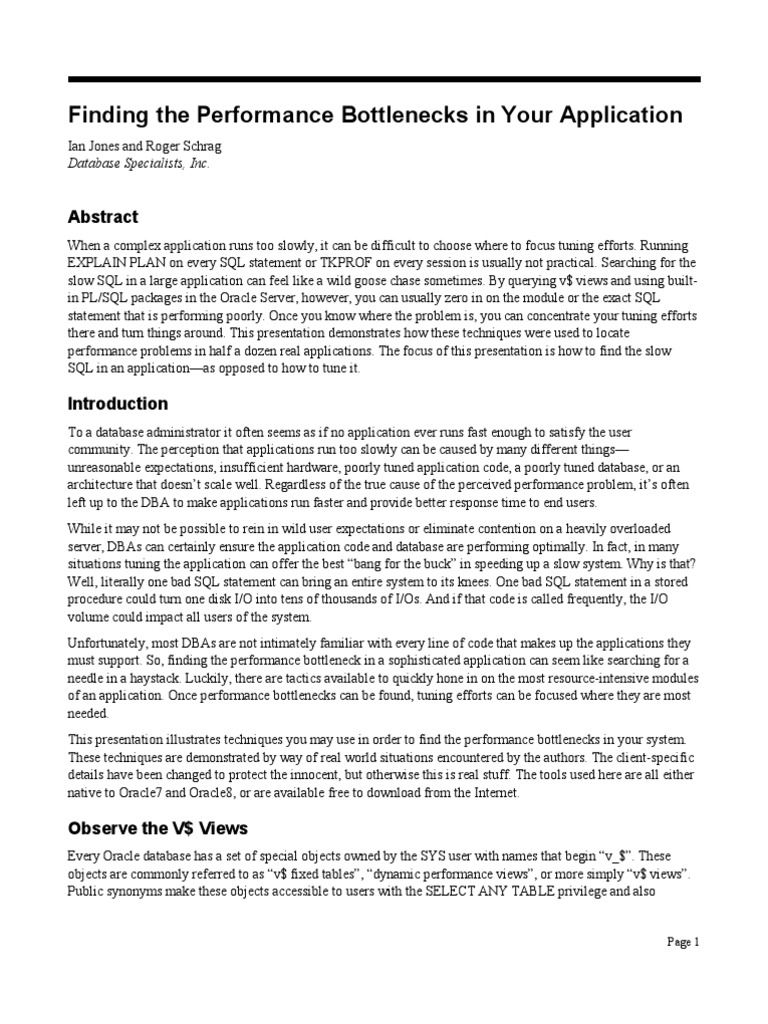 Finding Performance Bottlenecks in Applications | PDF | Oracle Database | Sql