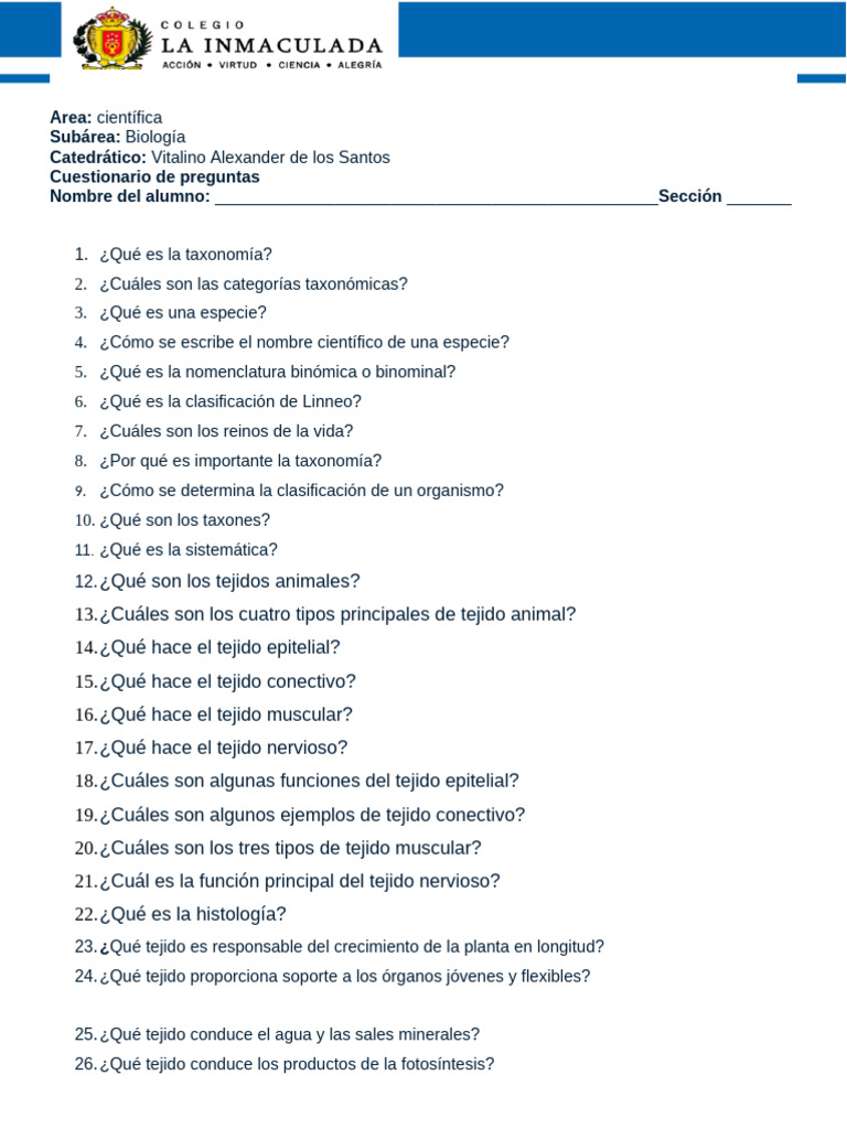 Cuestionario de Preguntas Quinto Bachillerato | PDF | Tejido adiposo ...