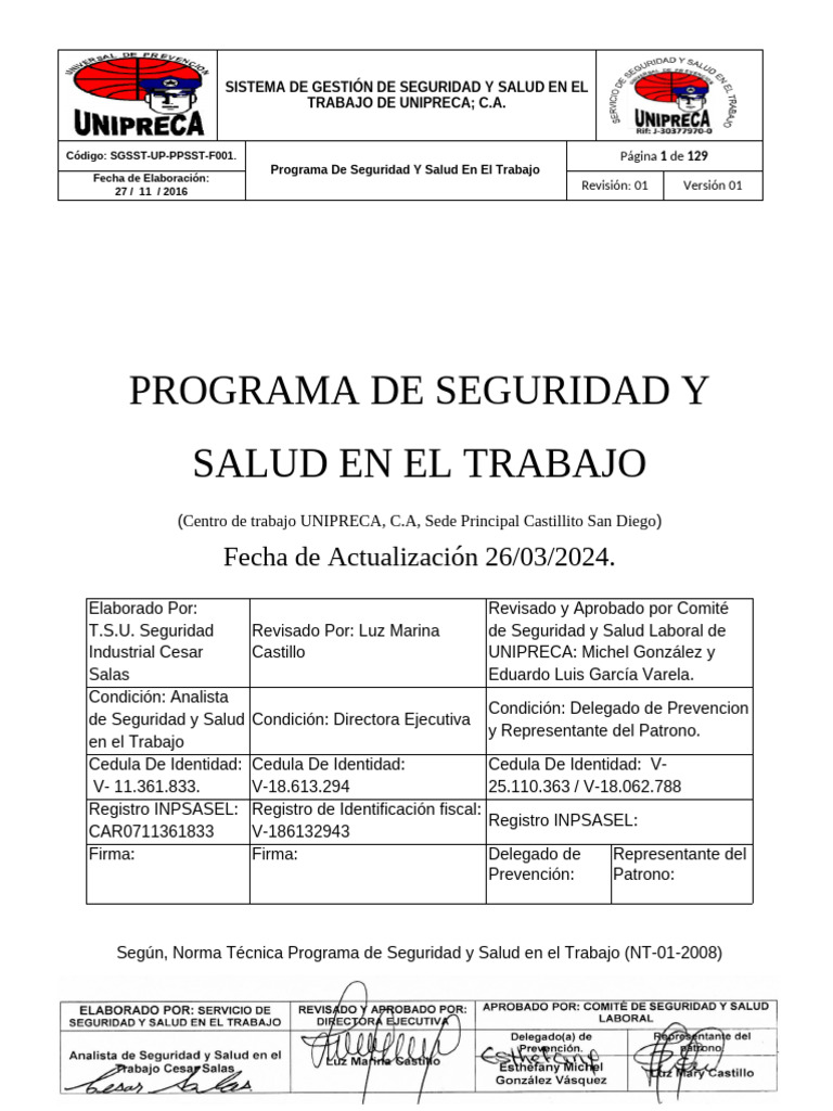 Programa de Seguridad y Salud en El Trabajo 01-01-2024 Actualizacion 02 ...