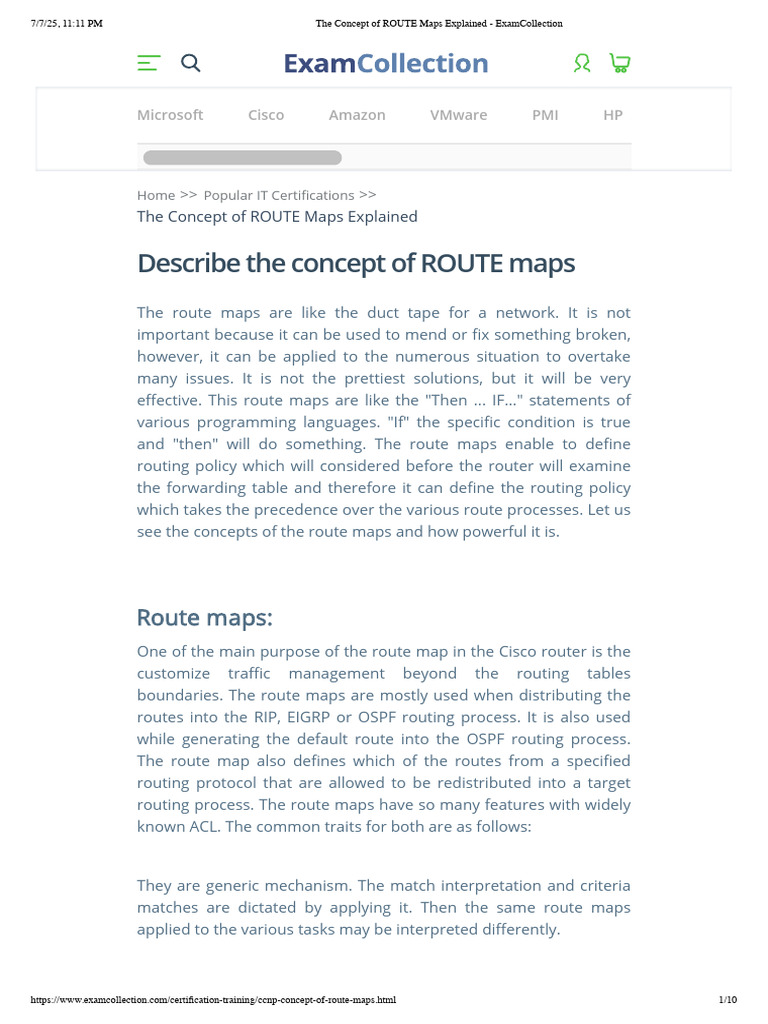 Understanding Route Maps in Networking | PDF | Routing | Communications ...