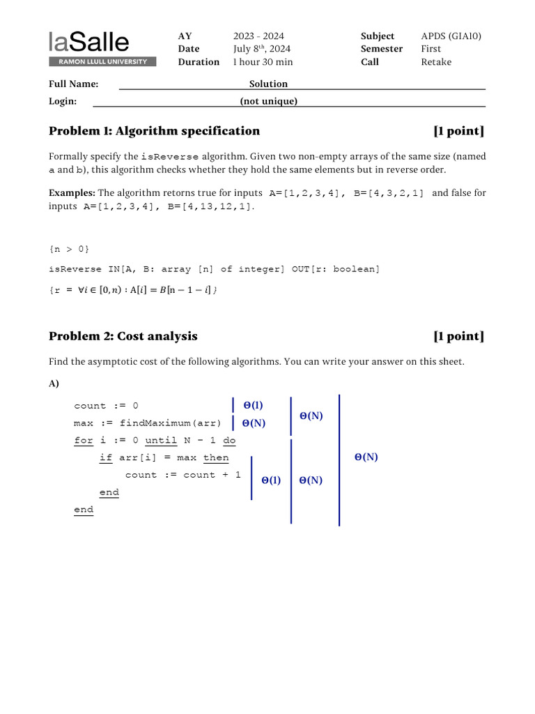 APDS 2324 S1 Retake Solution | PDF | Mathematical Optimization | Algorithms