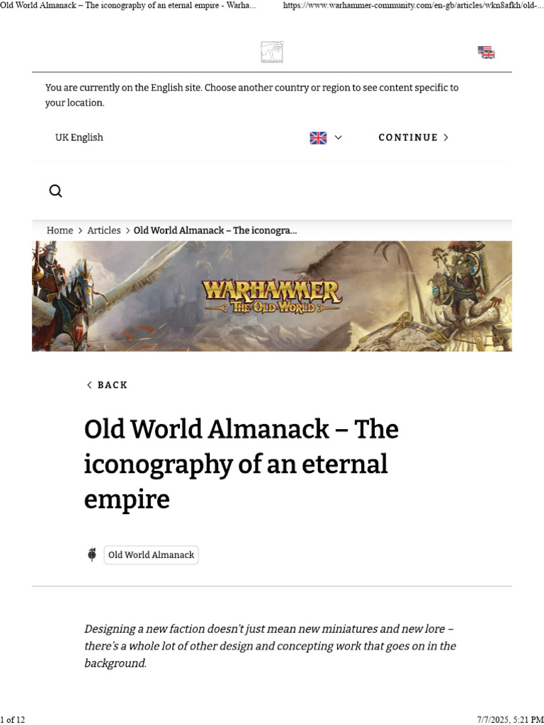 Old World Almanack - The Iconography of An Eternal Empire - Warhammer ...