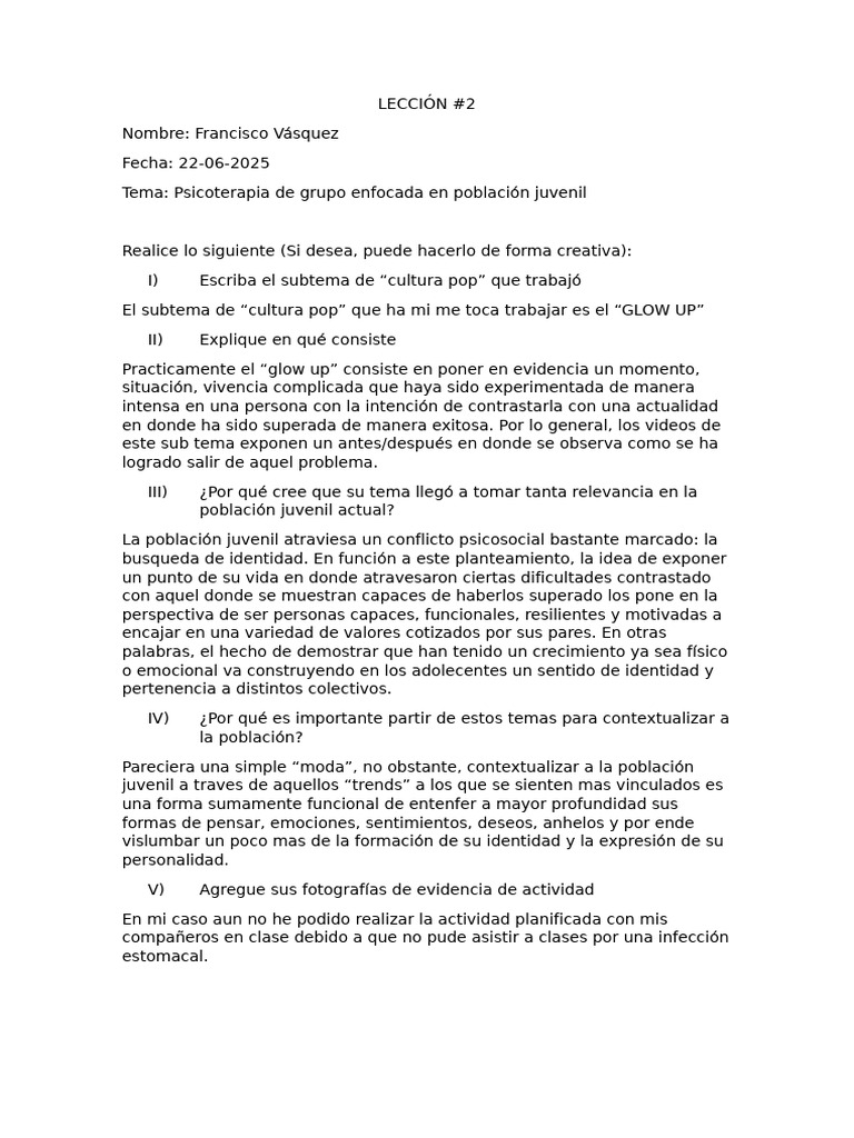 LECCIÓN 2 Adolescentes | PDF