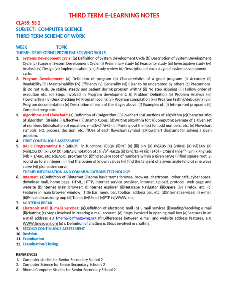 Ss2 3rd Term Computer Science 2024 - 2025 | PDF | Programming | Computer Program