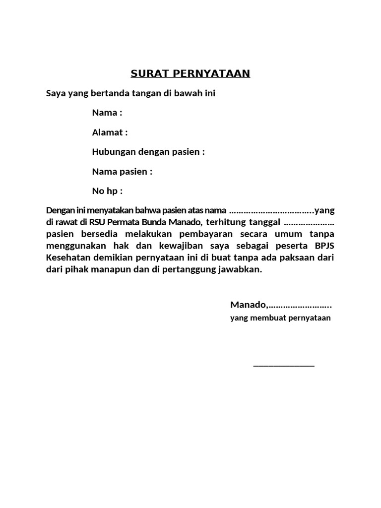 Surat Pernyataan Masuk Umum | PDF