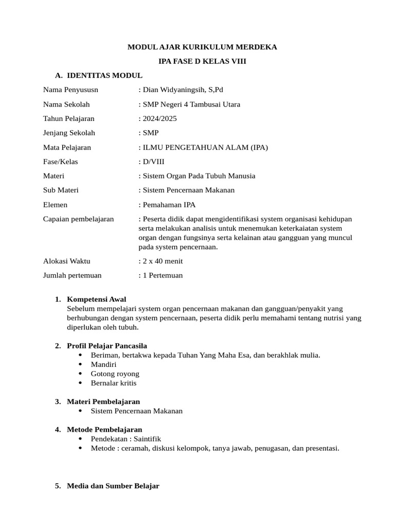 Modul Ajar Kurikulum Merdeka Terbaru Dan Fix | PDF