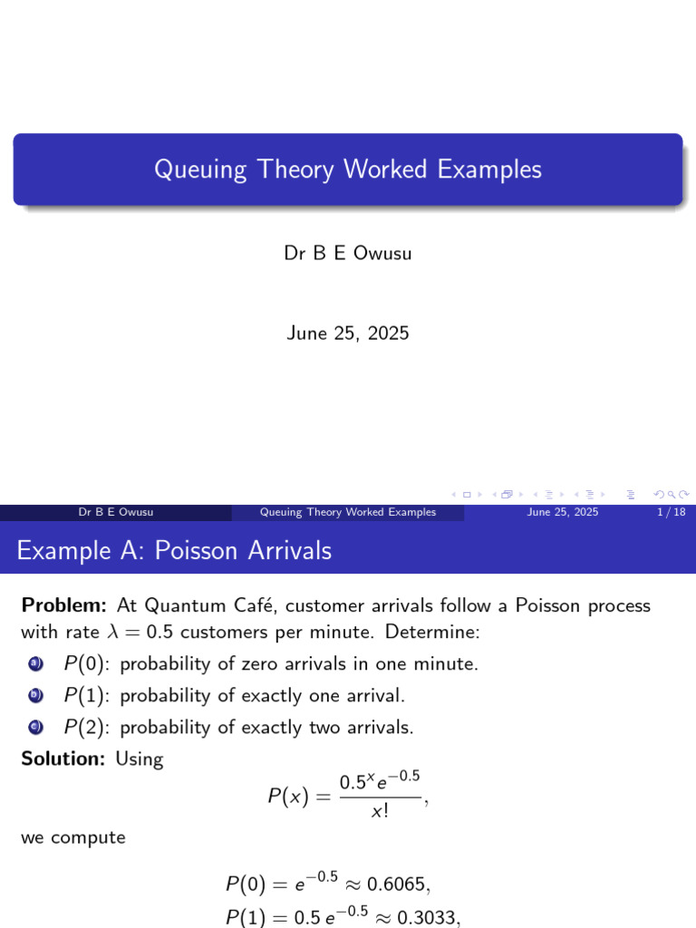 Examples of Waiting Line Model1 | PDF | Probability Theory | Customer ...