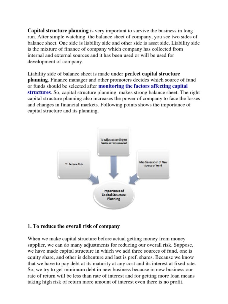 Importance of Capital Structure Planning | PDF | Capital Structure ...
