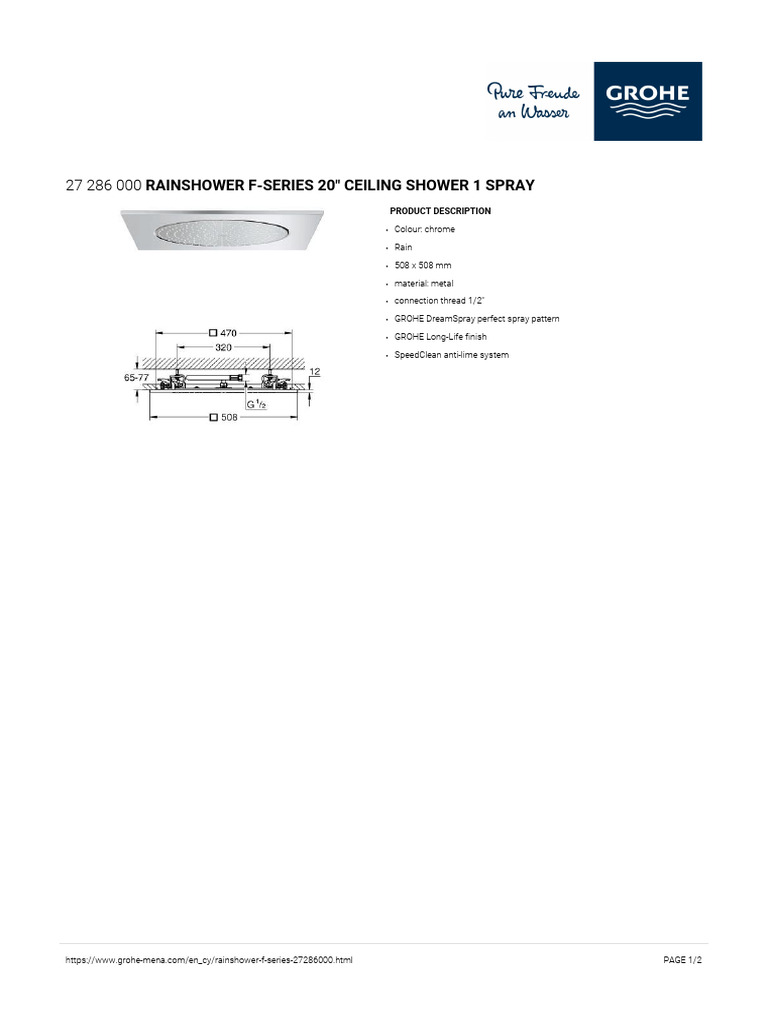GROHE Specification Sheet 27286000 | PDF