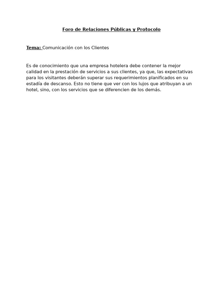 Foro de Relaciones Públicas y Protocolo | PDF