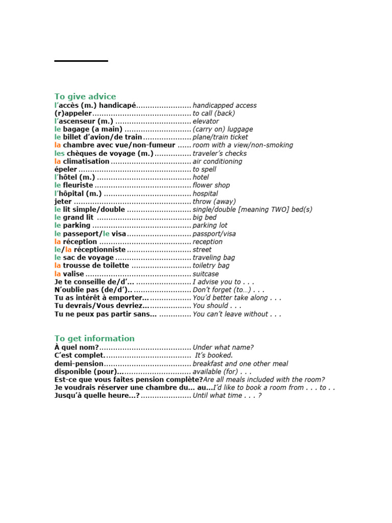 Vocabulaire de voyage et conseils pratiques | PDF | Transport | Aviation