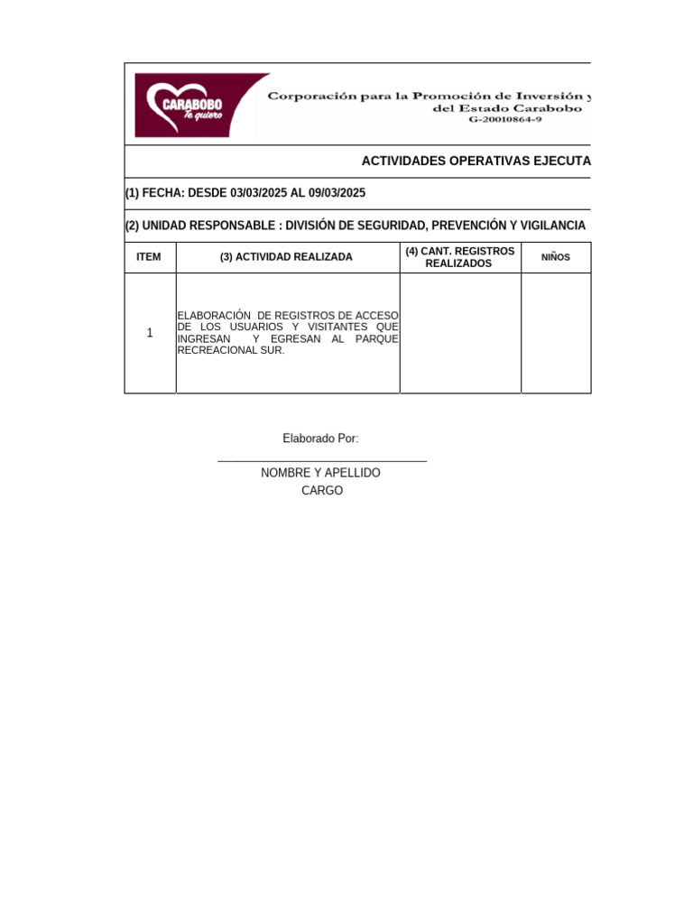 Formato de Seguridad, Prevención y Vigilancia | PDF