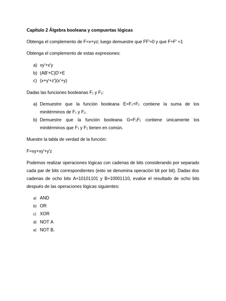 Capítulo 2 Álgebra Booleana y Compuertas Lógicas | PDF | Puerta lógica | Matemáticas Aplicadas