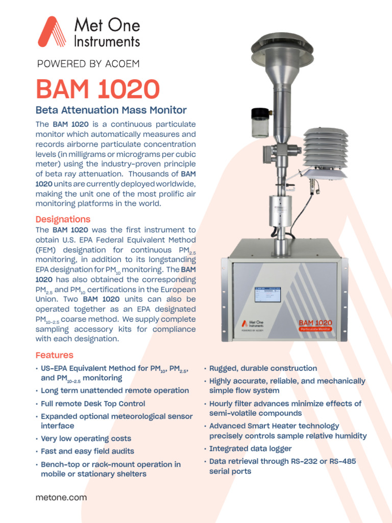 BAM 1020 Beta Mass Monitor Overview | PDF | Particulates
