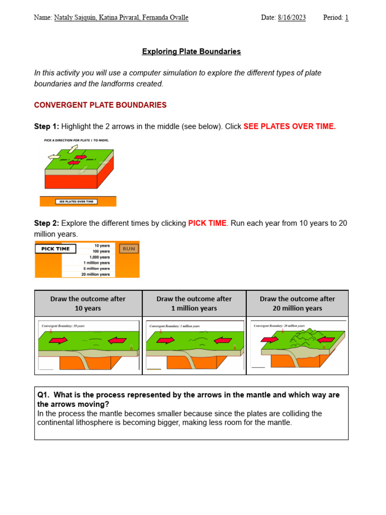 Copy of Exploring Plate Boundaries | PDF | Plate Tectonics | Natural ...