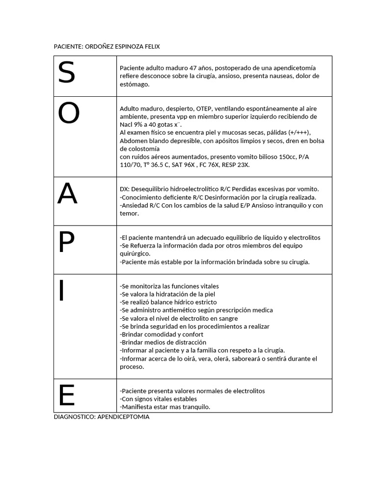 Documento de Soapie - Cuidado de Enfermería | PDF