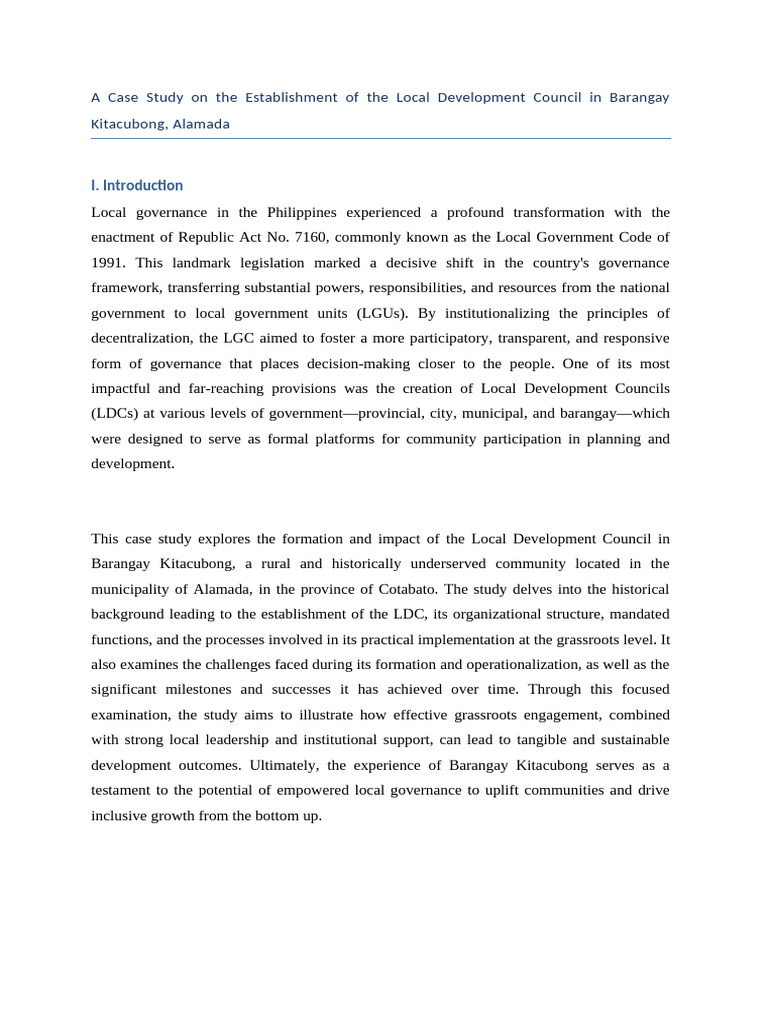 LDC Formation in Kitacubong, Alamada | PDF | Governance | Capacity Building