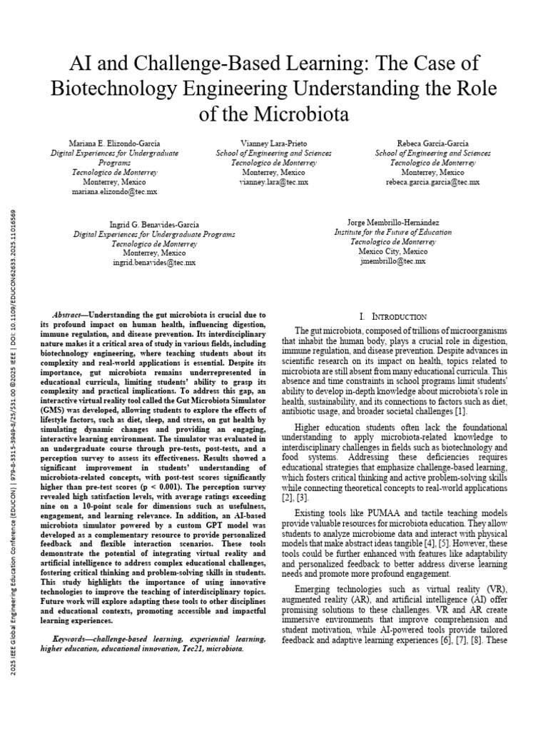 AI and Challenge-Based Learning The Case of Biotechnology Engineering ...