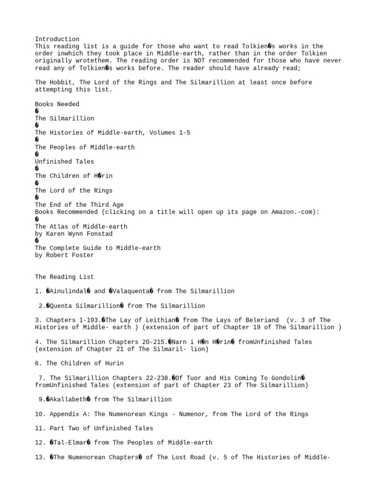 Z - Note - Reading Order Chronological | PDF | The Lord Of The Rings ...