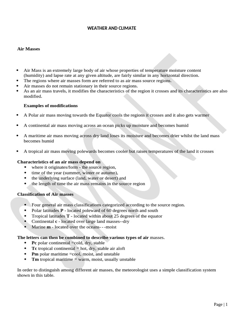 Weather and Climate Notes (f3) | PDF | Climate Change | Temperate Climate