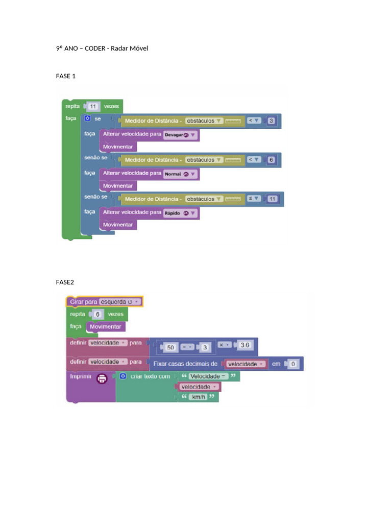 9º Ano - CODER - Radar Móvel | PDF