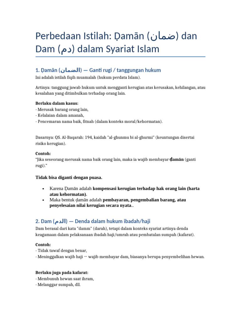 Perbedaan Daman Dan Dam Dalam Islam | PDF