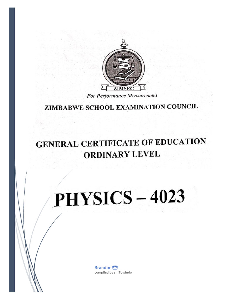 ZIMSEC O Level Physics Exam Papers | PDF | Tests | Educational ...