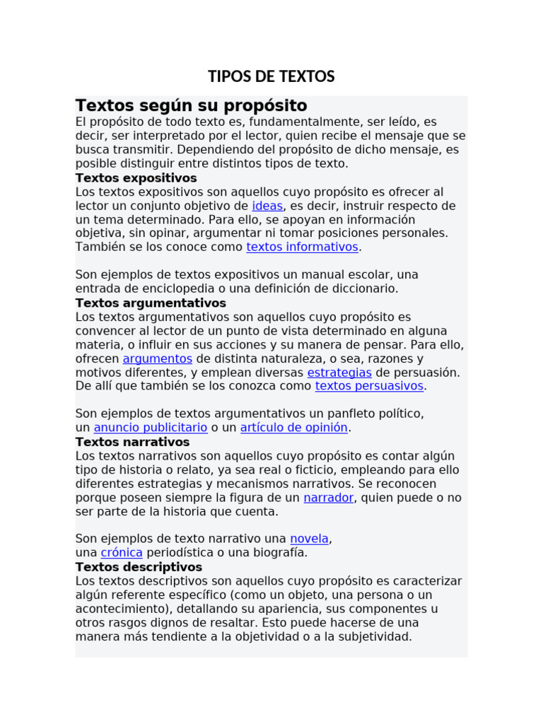 Tipos de Textos | PDF | Publicidad | Escritura
