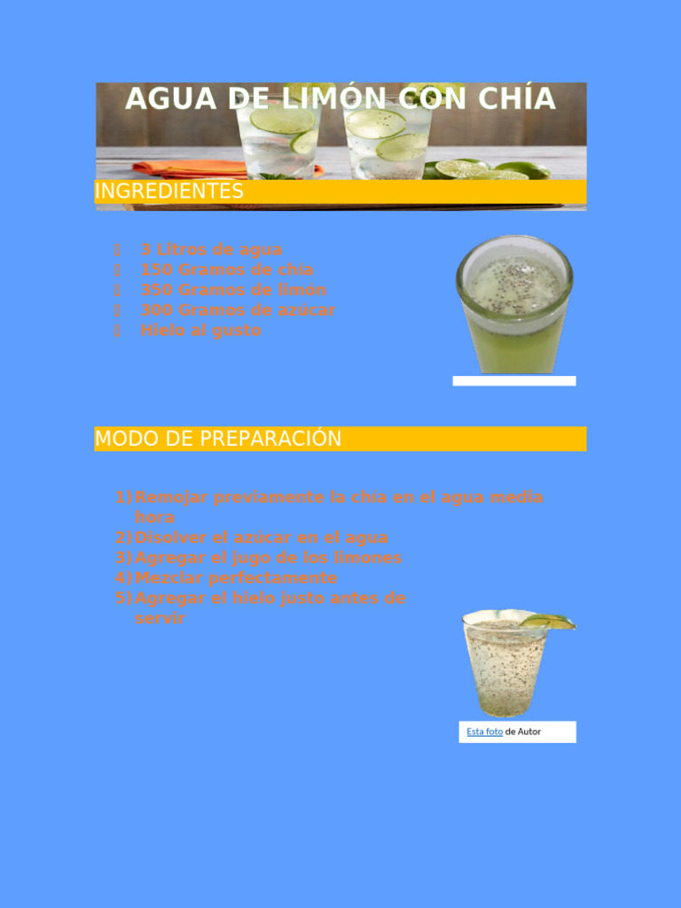 Receta de Agua de Limon | PDF