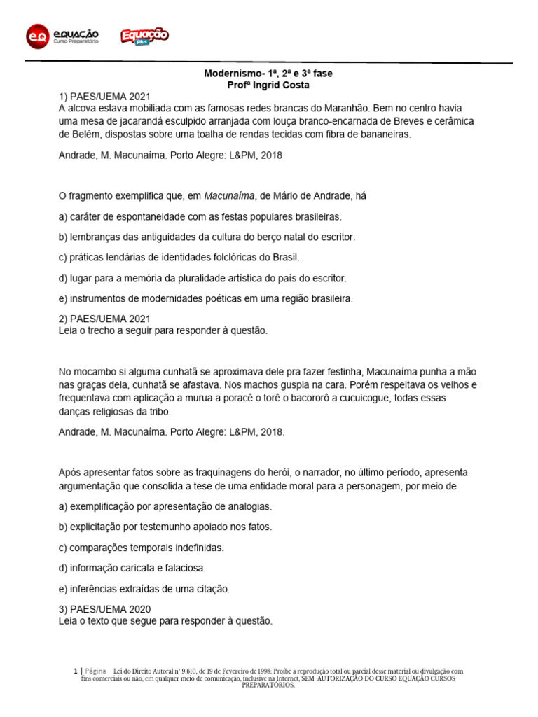 Fases Do Modernismo - Profa - Ingrid | PDF | Poesia | Tempo