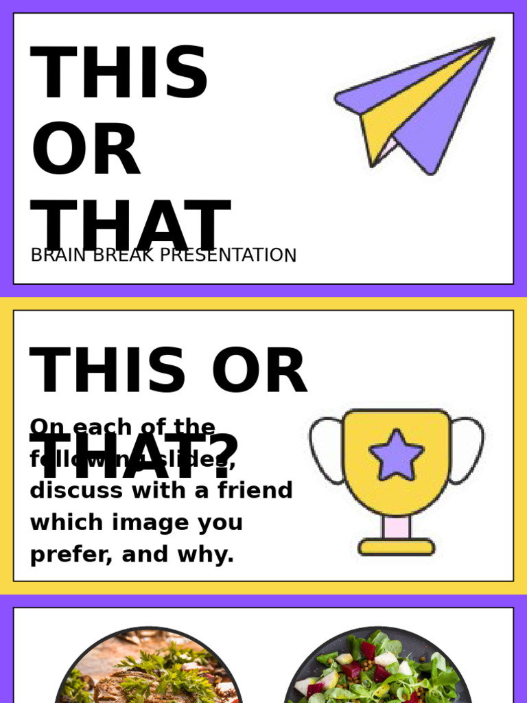 This or That Would You Rather Brain Break Presentation | PDF