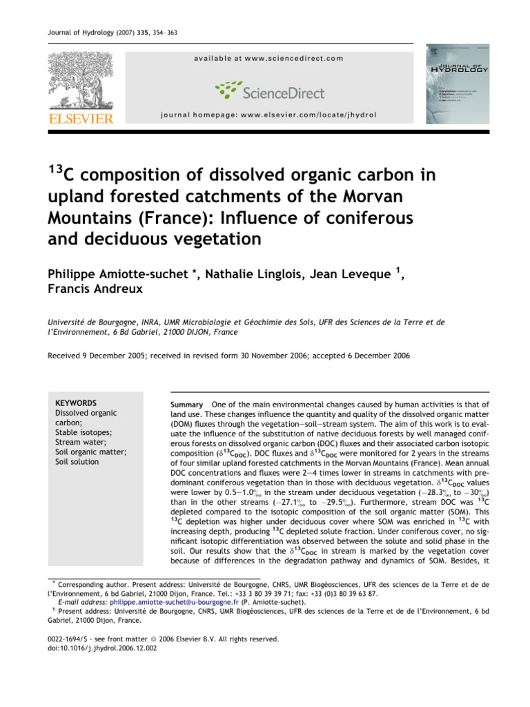 Amiotte-Suchet Et Al. - 2007 - 13C Composition of Dissolved Organic ...