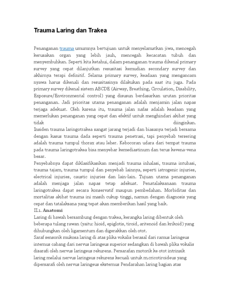 Trauma Laring Dan Trakea | PDF