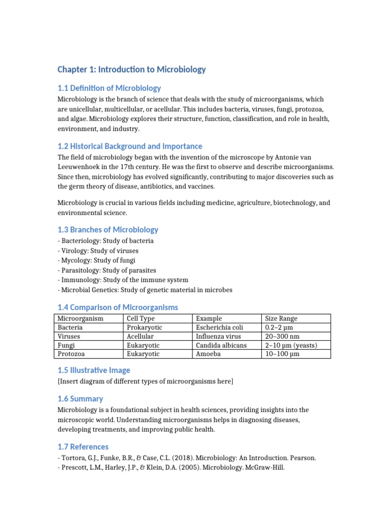 Chapter 1 Introduction To Microbiology | PDF | Microbiology | Microorganism
