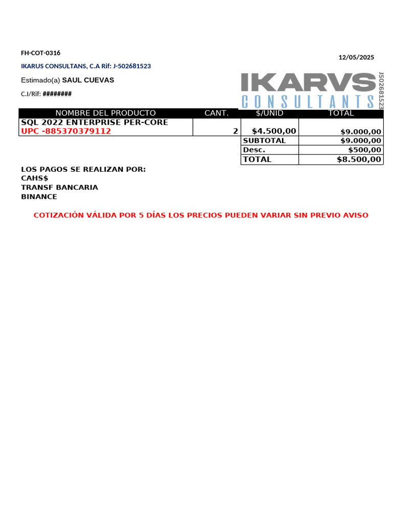 Cot Saul SQL Percore | PDF | Servidor SQL de Microsoft | Datos de ...