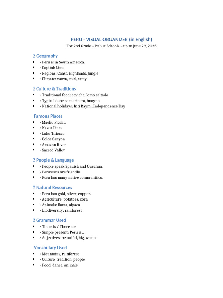 PERU Visual Organizer English | PDF