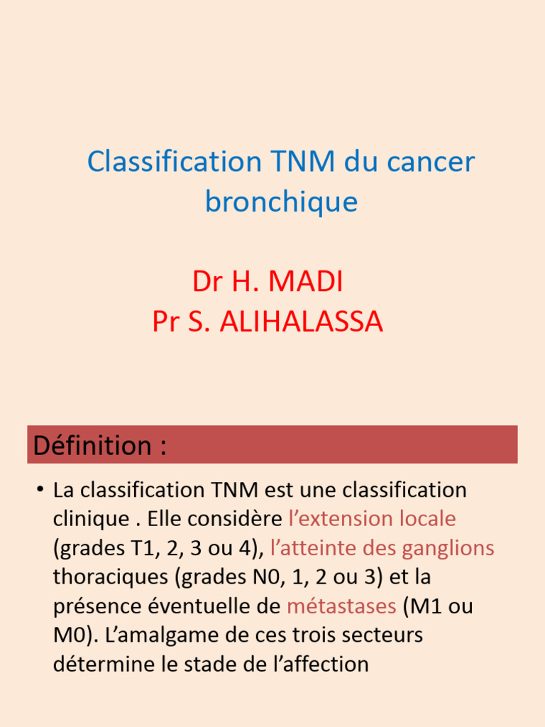 Classification TNM du cancer bronchique | PDF | Spécialités médicales ...