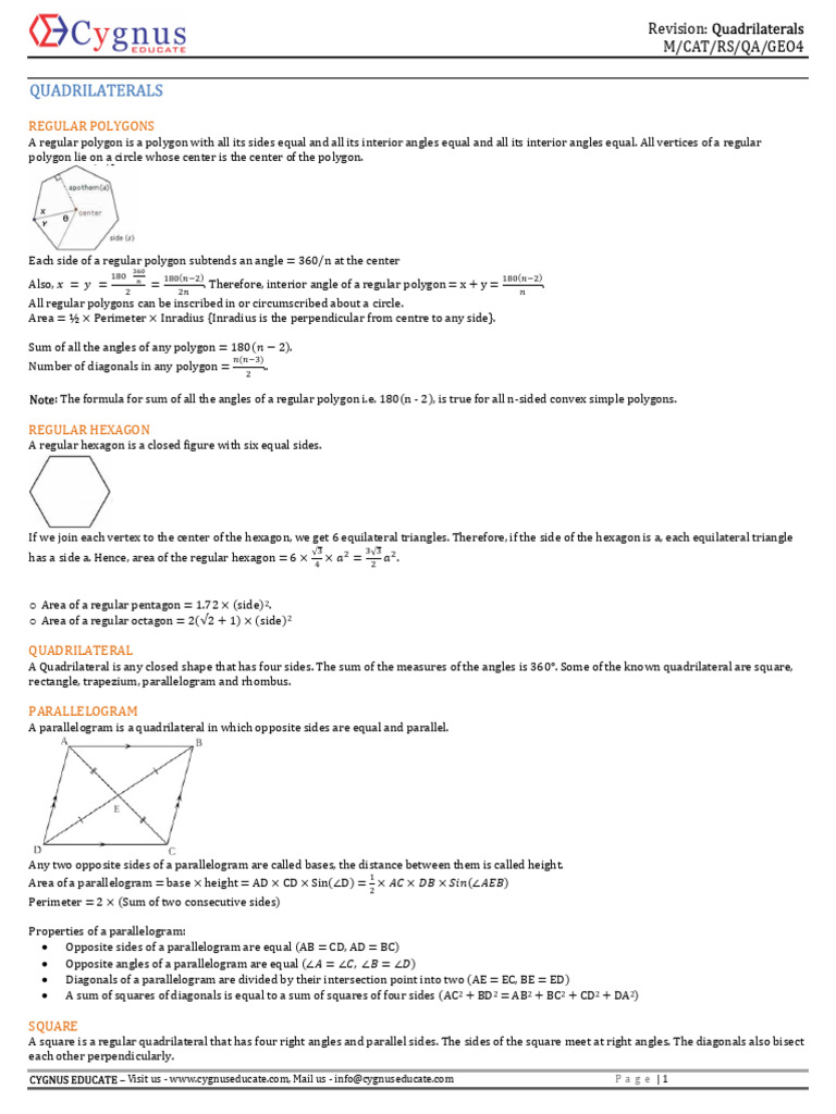 Quadrilaterals & Polygons | PDF | Area | Polygon