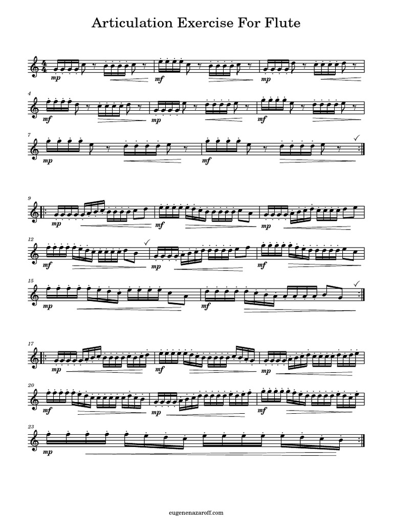 Articulation Exercise For Flute | PDF