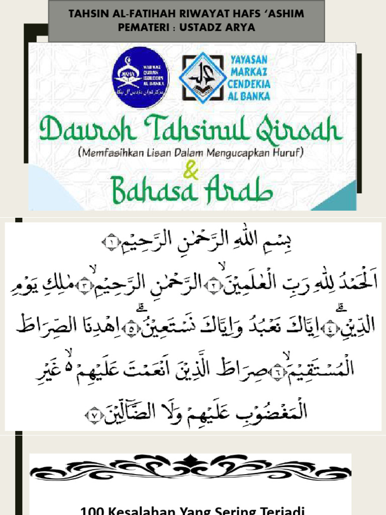 Kesalahan Umum dalam Tahsin Al-Fatihah | PDF