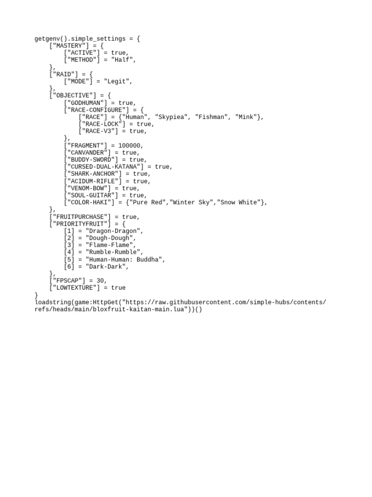 Kaitun Script Settings for Blox Fruits | PDF