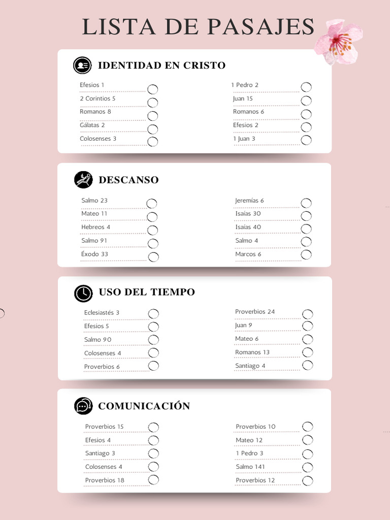 Lista de Pasajes Bíblicos | PDF | Salmos | Libro de proverbios