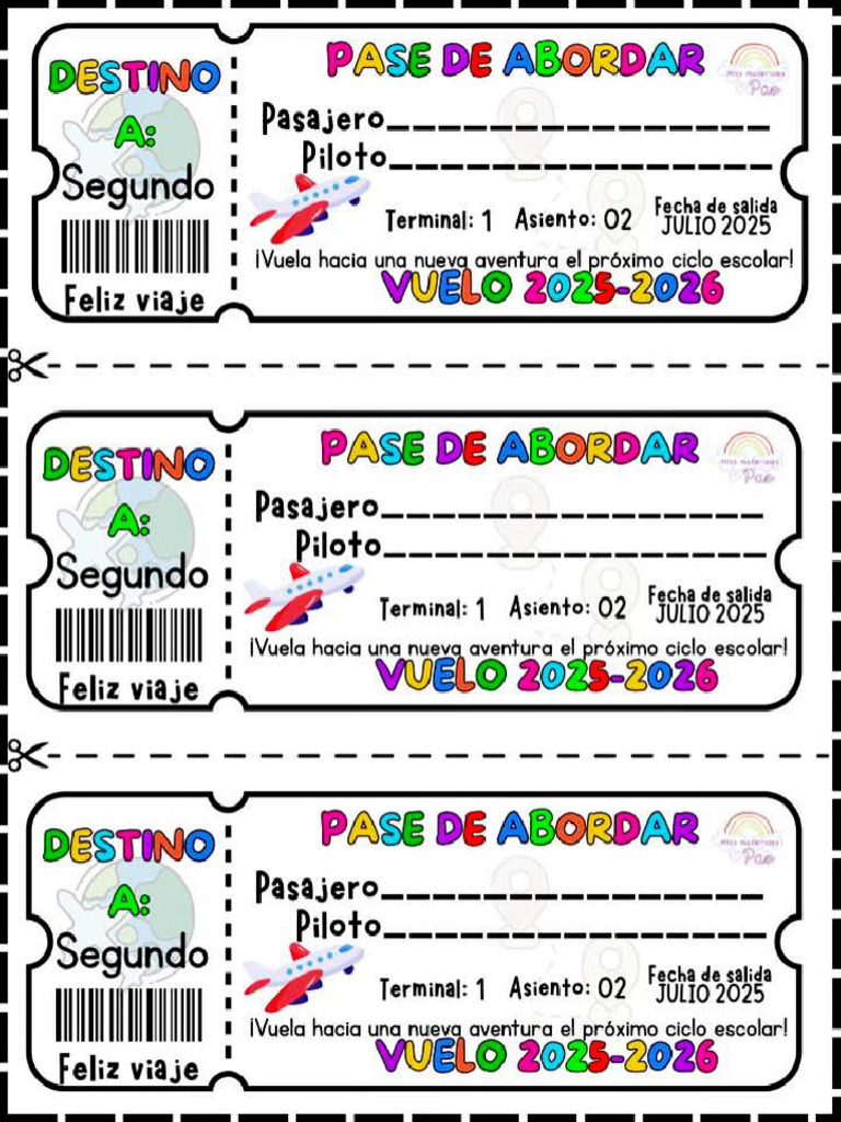 Pase de abordar para niños 2025-2026 | PDF